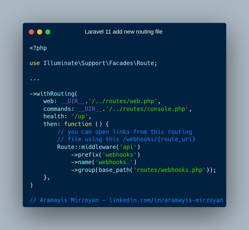 Aramayis M. on LinkedIn: #laravel #laravel11 #php #backend #routes Aramayis M. on LinkedIn: #laravel #laravel11 #php #backend #routes