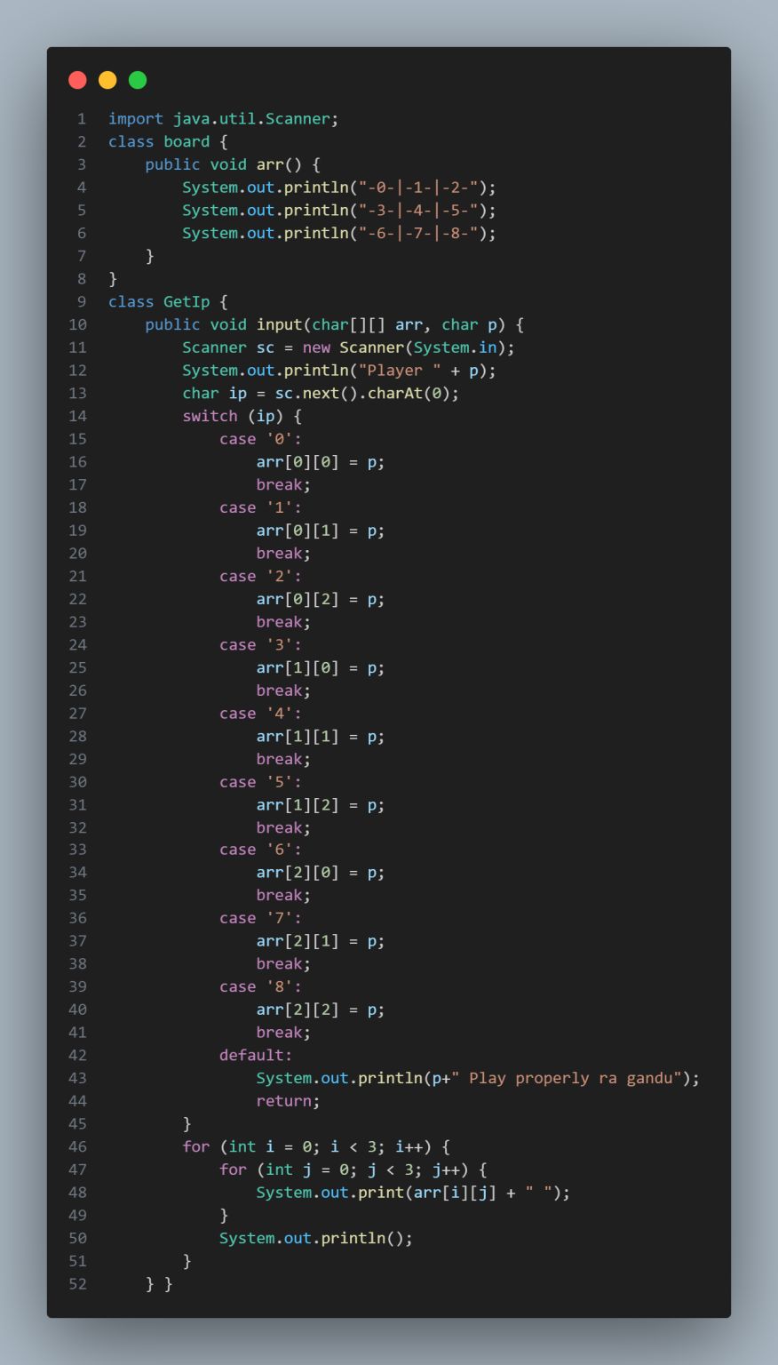 Kirran Kumar on LinkedIn: Designed a TIC-TAC-TOE Game using basics of JAVA. Kirran Kumar on LinkedIn: Designed a TIC-TAC-TOE Game using basics of JAVA.