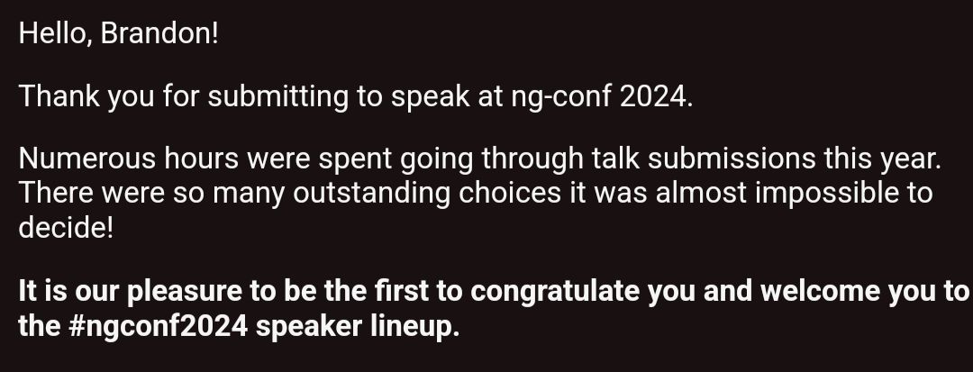 Brandon Roberts on LinkedIn: Hello again ng-conf ๐ More Angular, more ... Brandon Roberts on LinkedIn: Hello again ng-conf ๐ More Angular, more ...