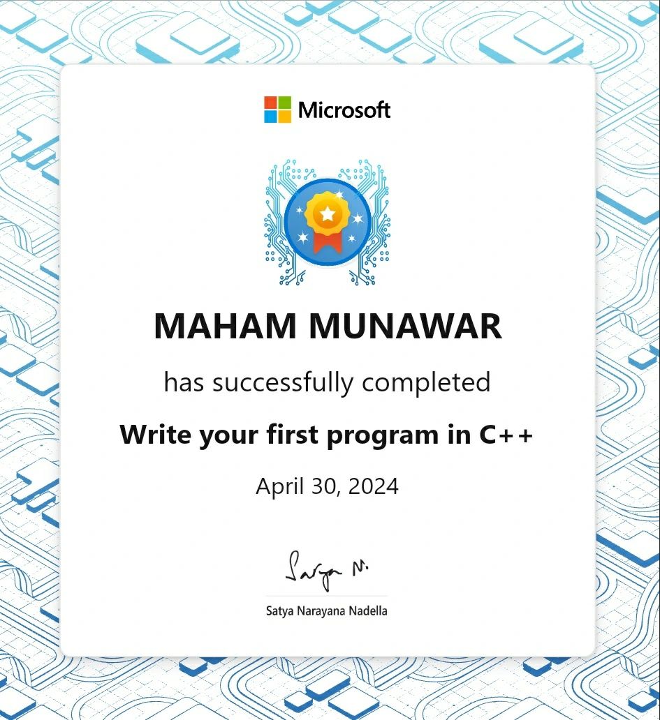 Maham Munawar on LinkedIn: #microsoft #cpp #programming #neverstoplearning Maham Munawar on LinkedIn: #microsoft #cpp #programming #neverstoplearning
