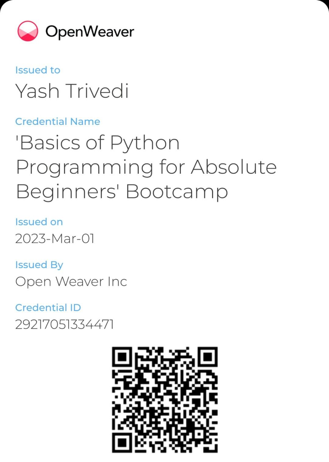 Yash Trivedi on LinkedIn: Basic Python Programming Certificate Given By ... Yash Trivedi on LinkedIn: Basic Python Programming Certificate Given By ...