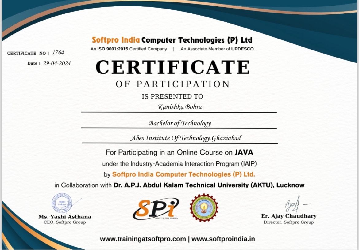 Kanishka Bohra on LinkedIn: #javadeveloper #corejava #certification # ... Kanishka Bohra on LinkedIn: #javadeveloper #corejava #certification # ...