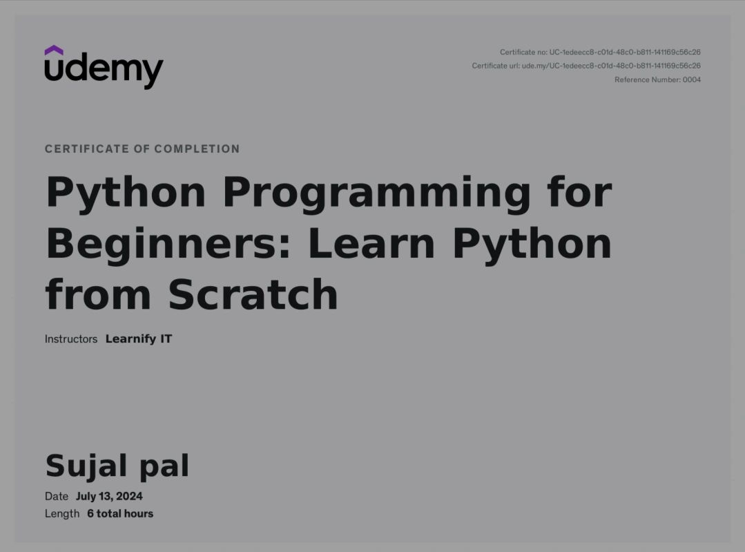 Sujal Pal on LinkedIn: #python #certification #udemy #learning # ... Sujal Pal on LinkedIn: #python #certification #udemy #learning # ...