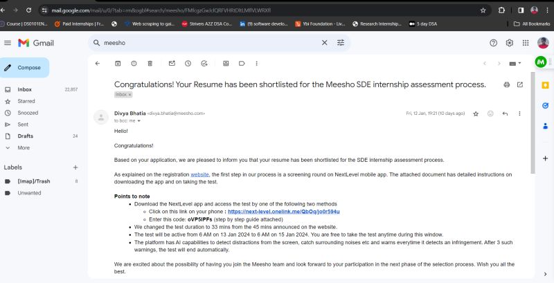 My resume has been shortlisted for Meesho SDE! | Yash Dubey posted on ... My resume has been shortlisted for Meesho SDE! | Yash Dubey posted on ...