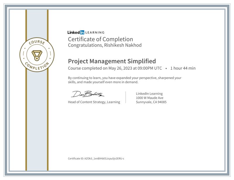 Rishikesh Nakhod on LinkedIn: Certificate of Completion Rishikesh Nakhod on LinkedIn: Certificate of Completion