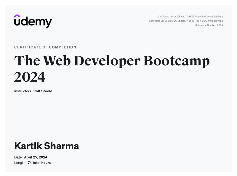 Kartik Sharma on LinkedIn: #webdevelopment #certification #udemy # ... Kartik Sharma on LinkedIn: #webdevelopment #certification #udemy # ...