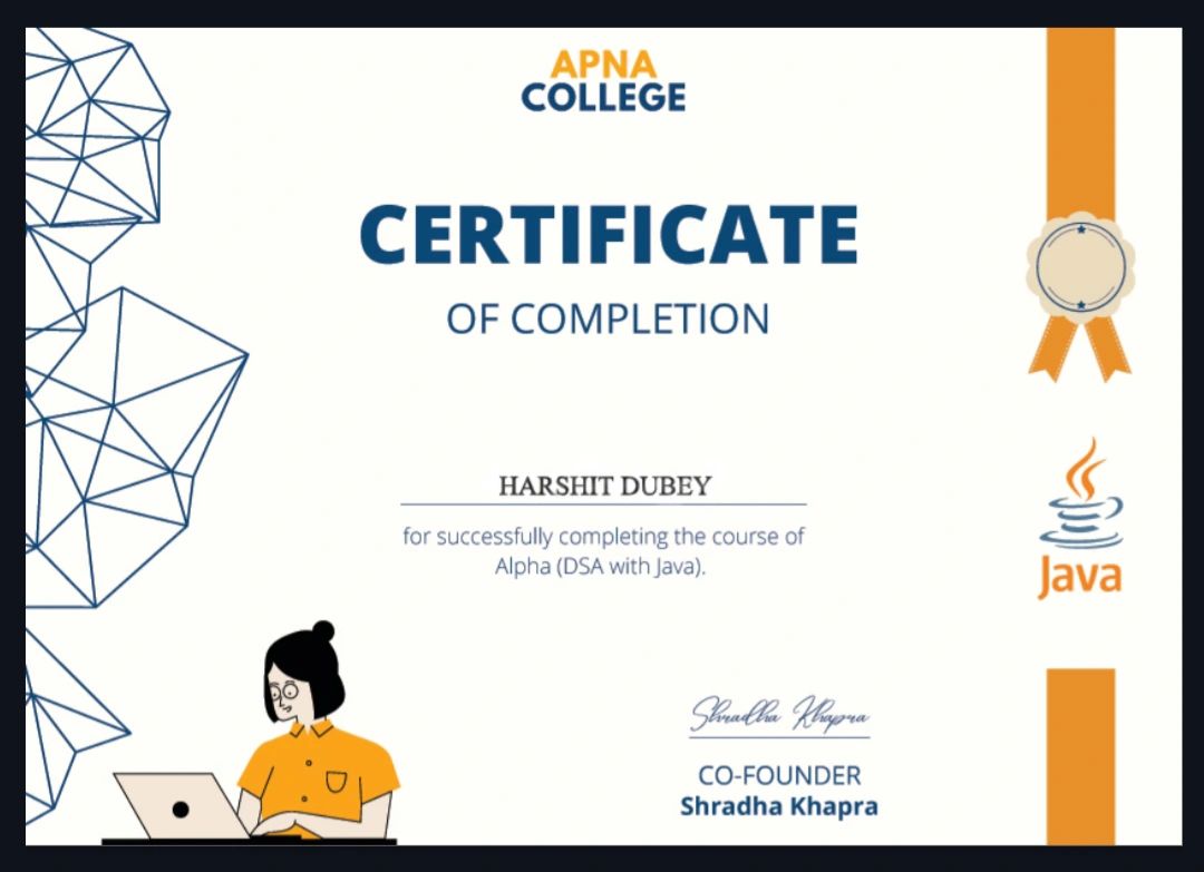 Harshit Dubey on LinkedIn: JAVA and DSA with apna college Harshit Dubey on LinkedIn: JAVA and DSA with apna college
