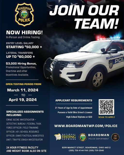John Paul Allsopp on LinkedIn: NOW HIRING! The Boardman Township Police ... John Paul Allsopp on LinkedIn: NOW HIRING! The Boardman Township Police ...