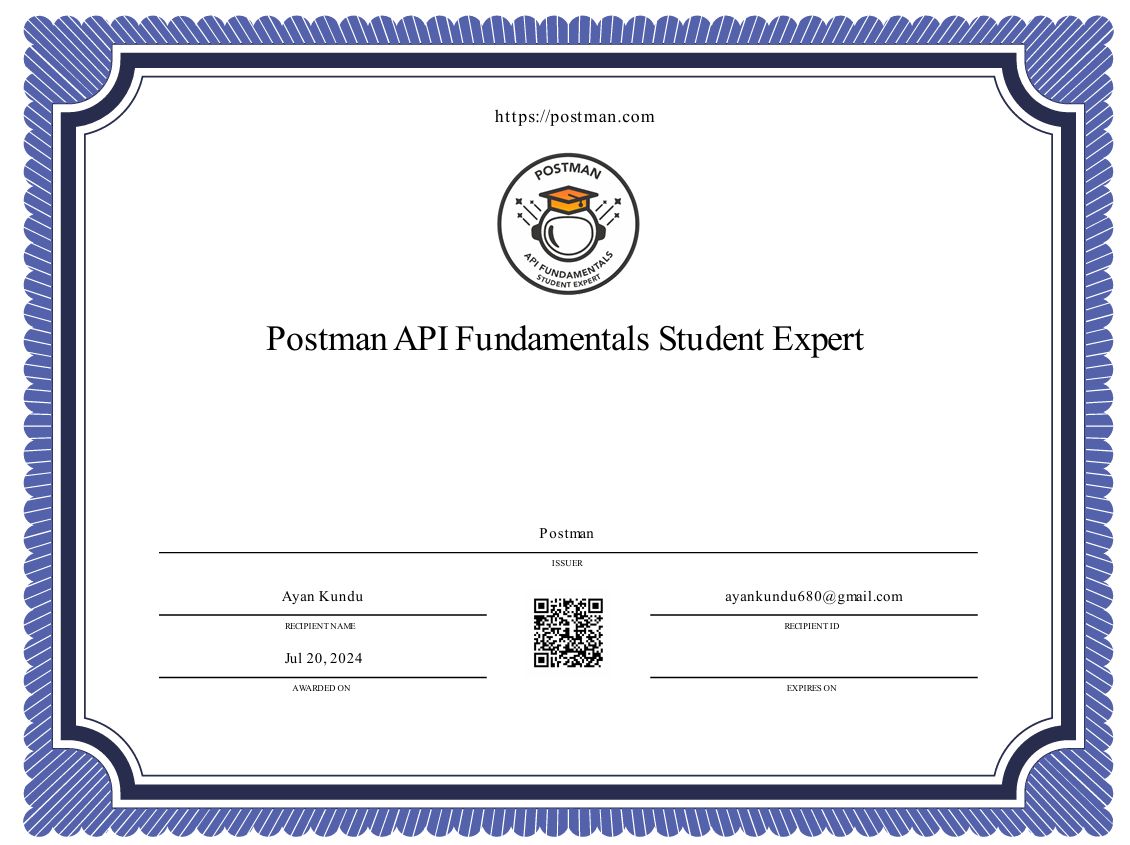 Ayan Kundu on LinkedIn: #postman #letsupgrade #api #certification # ... Ayan Kundu on LinkedIn: #postman #letsupgrade #api #certification # ...