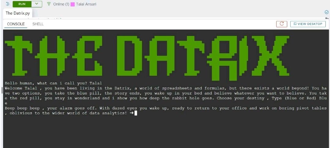 Talal Ansari on LinkedIn: #python #game #apprenticeship #coding #multiverse Talal Ansari on LinkedIn: #python #game #apprenticeship #coding #multiverse