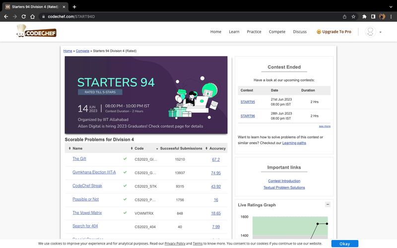 Shaurya Singh on LinkedIn: #codechef #starters #coding Shaurya Singh on LinkedIn: #codechef #starters #coding