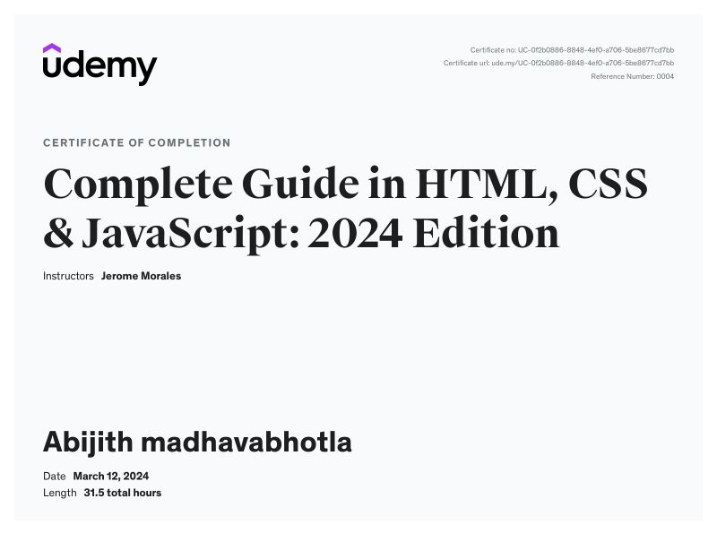 Abhijith Madhavabhotla on LinkedIn: #web #html #css #javascript #udemy Abhijith Madhavabhotla on LinkedIn: #web #html #css #javascript #udemy