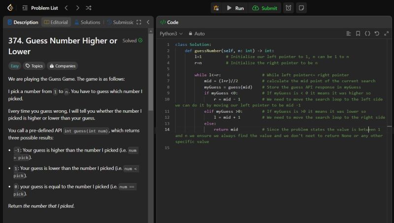 Cristofer Franco Vilchis on LinkedIn: Leetcode Day 13: 374 Guess Number ... Cristofer Franco Vilchis on LinkedIn: Leetcode Day 13: 374 Guess Number ...