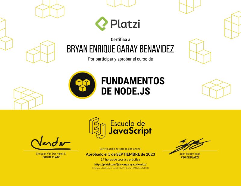 Bryan Enrique Garay Benavidez on LinkedIn: #nodejs #platzi Bryan Enrique Garay Benavidez on LinkedIn: #nodejs #platzi