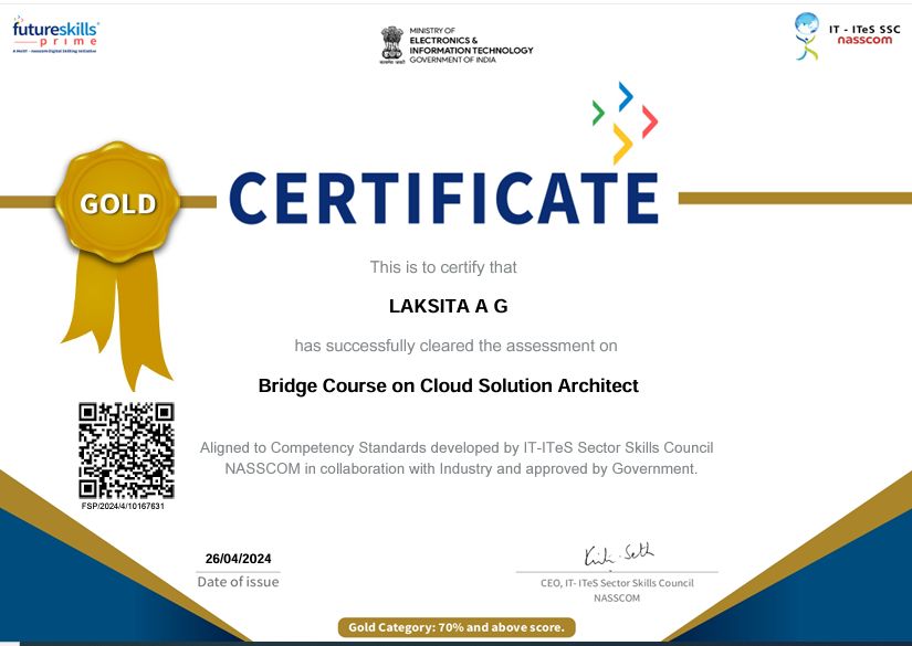 Laksita Allam on LinkedIn: #cloudcomputing #nasscom #certification # ... Laksita Allam on LinkedIn: #cloudcomputing #nasscom #certification # ...