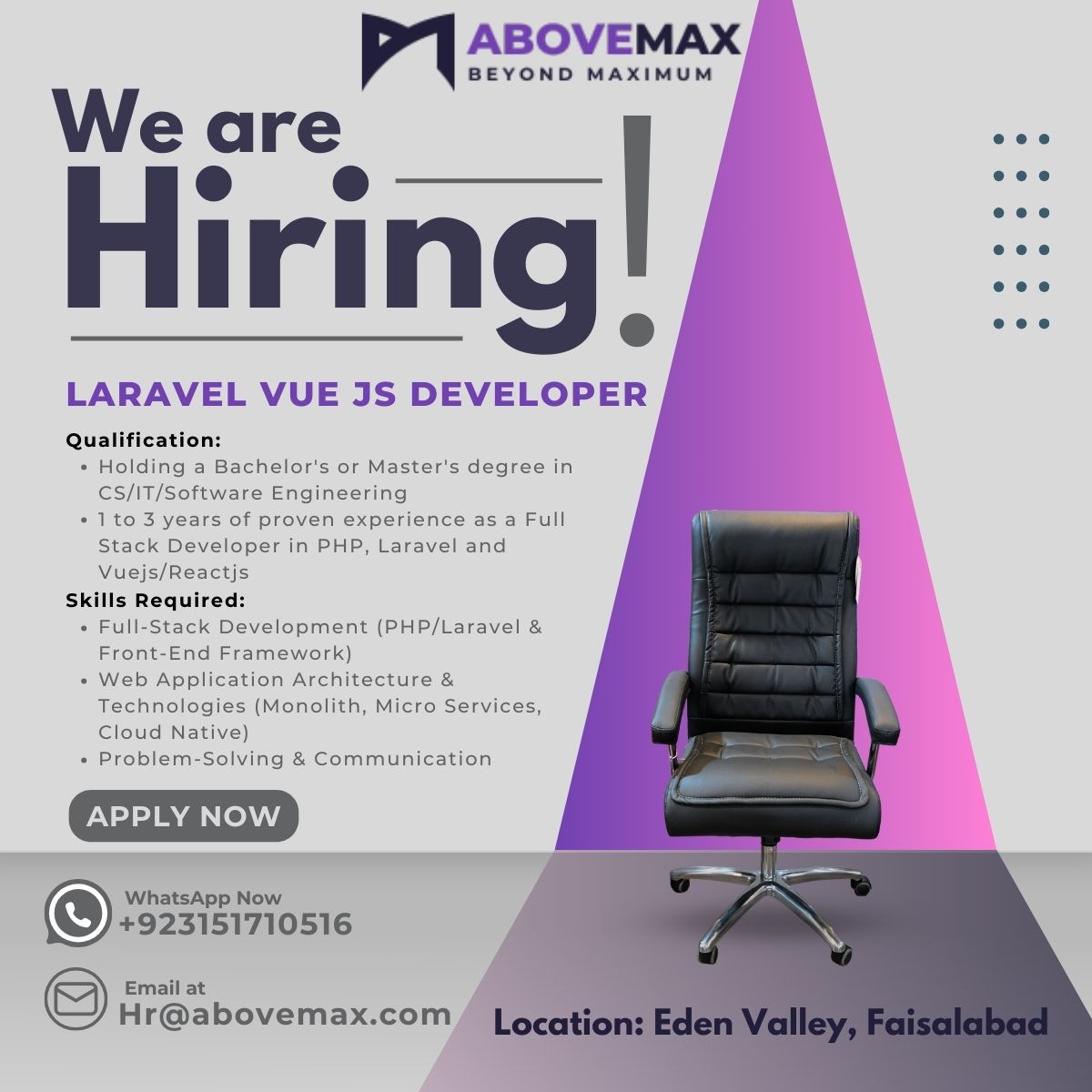 AboveMax on LinkedIn: #laravel #vuejs #faisalabad #hiring # ... AboveMax on LinkedIn: #laravel #vuejs #faisalabad #hiring # ...