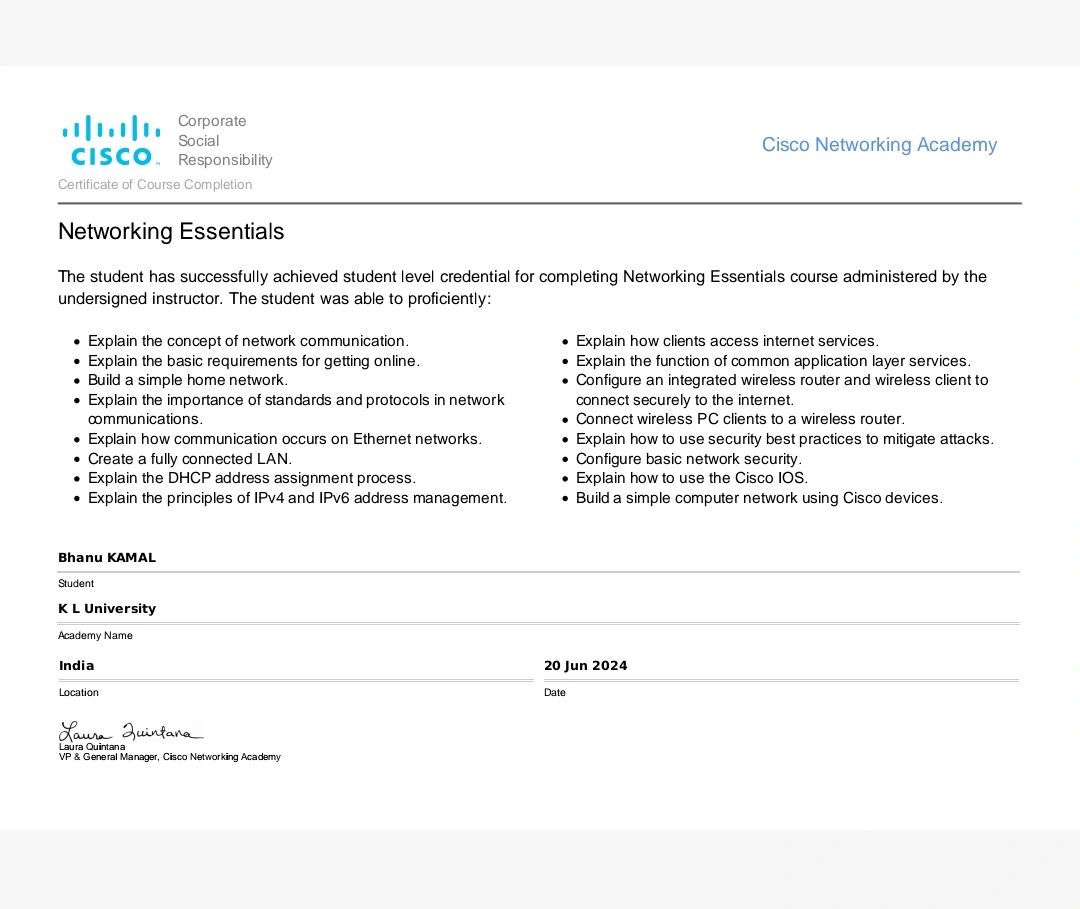 Kaki Bhanu Kamal on LinkedIn: #ciscocertified #networkingessentials # ... Kaki Bhanu Kamal on LinkedIn: #ciscocertified #networkingessentials # ...