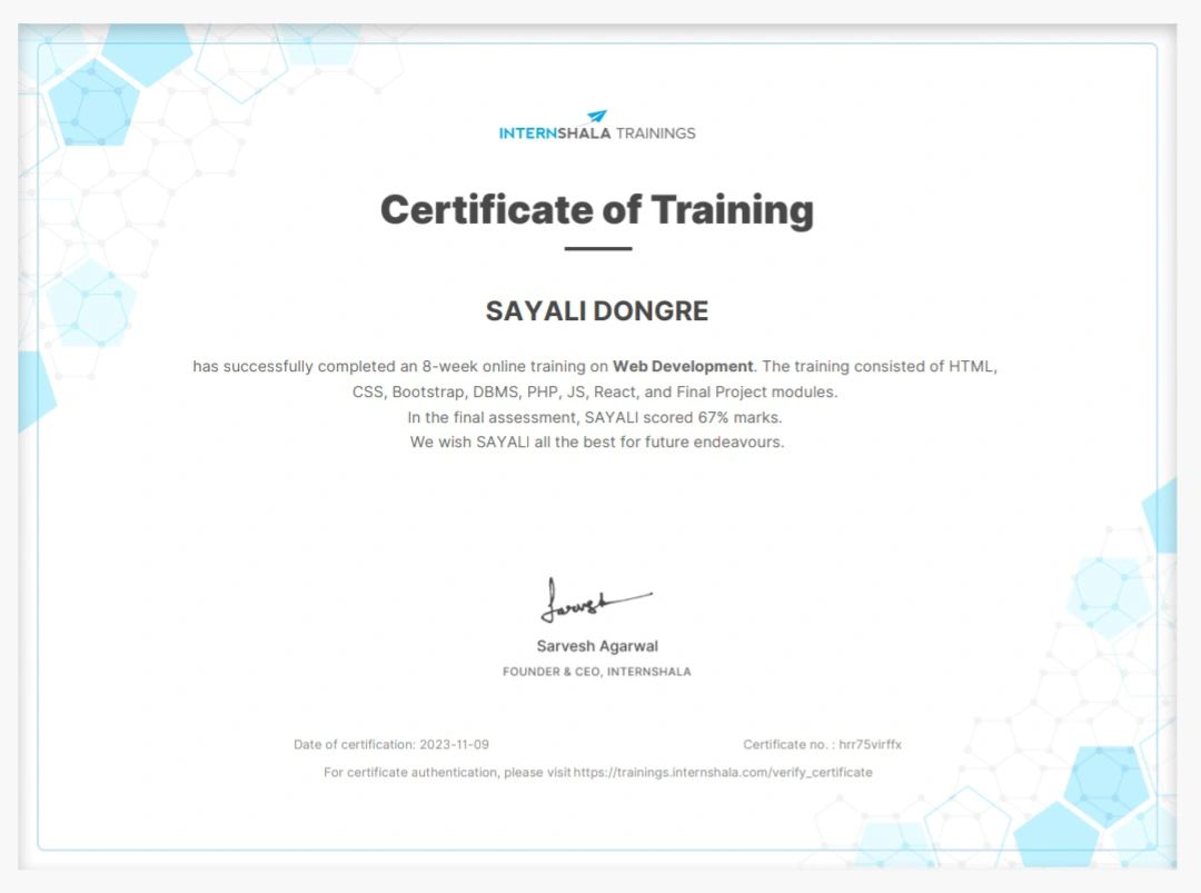 Sayali Dongre on LinkedIn: #webdevelopment #internship #html #css # ... Sayali Dongre on LinkedIn: #webdevelopment #internship #html #css # ...