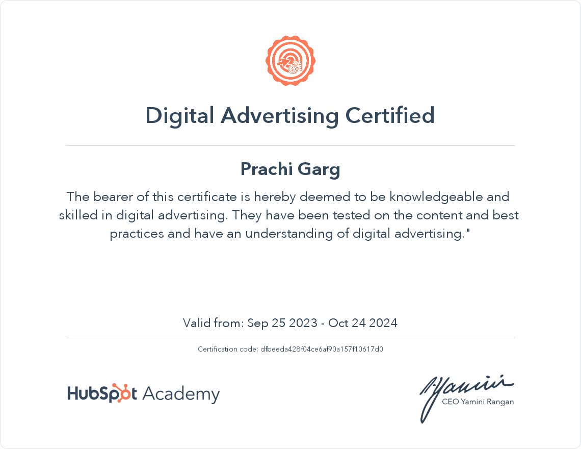 Prachi Garg on LinkedIn: #hubspotacademy Prachi Garg on LinkedIn: #hubspotacademy