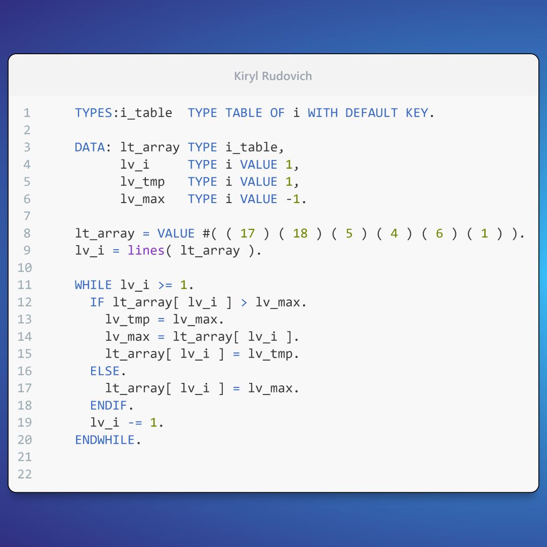 Kiryl Rudovich on LinkedIn: SAP ABAP: Replace Elements with Greatest ... Kiryl Rudovich on LinkedIn: SAP ABAP: Replace Elements with Greatest ...