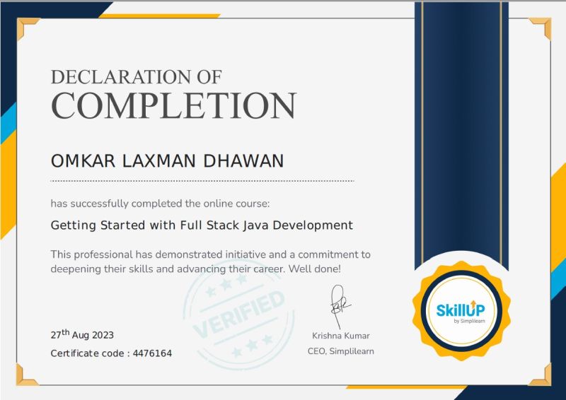 Omkar Dhawan on LinkedIn: #simplelearn #simplelearncertificate Omkar Dhawan on LinkedIn: #simplelearn #simplelearncertificate