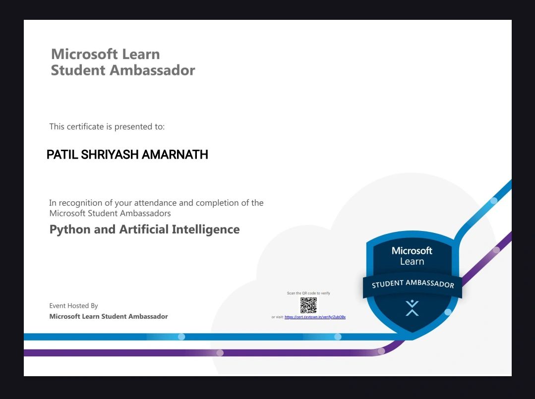 Shriyash Patil on LinkedIn: #microsoftstudentambassadors #python # ... Shriyash Patil on LinkedIn: #microsoftstudentambassadors #python # ...