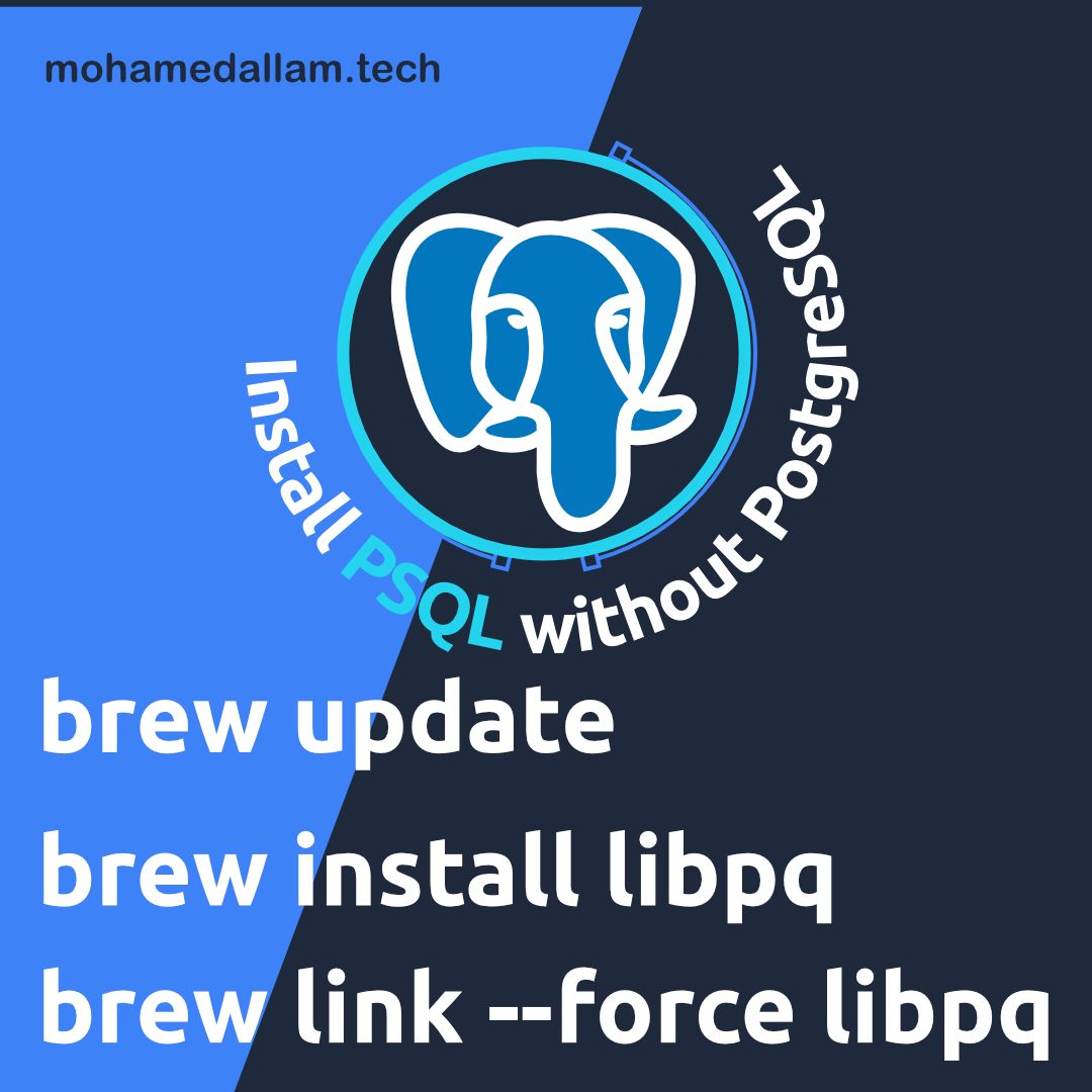 Mohamed Allam on LinkedIn: How to install psql without postgres on mac Mohamed Allam on LinkedIn: How to install psql without postgres on mac