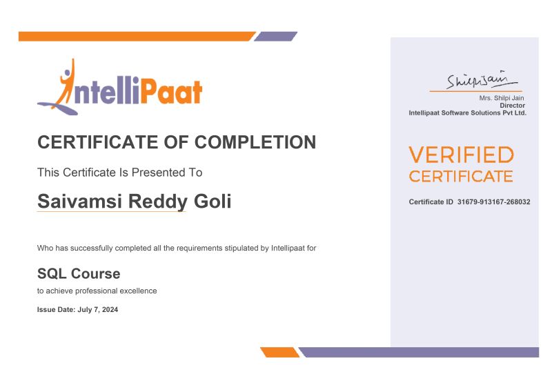 Goli Saivamsi Reddy on LinkedIn: #sql #dataanalyst #sqlcertification # ... Goli Saivamsi Reddy on LinkedIn: #sql #dataanalyst #sqlcertification # ...