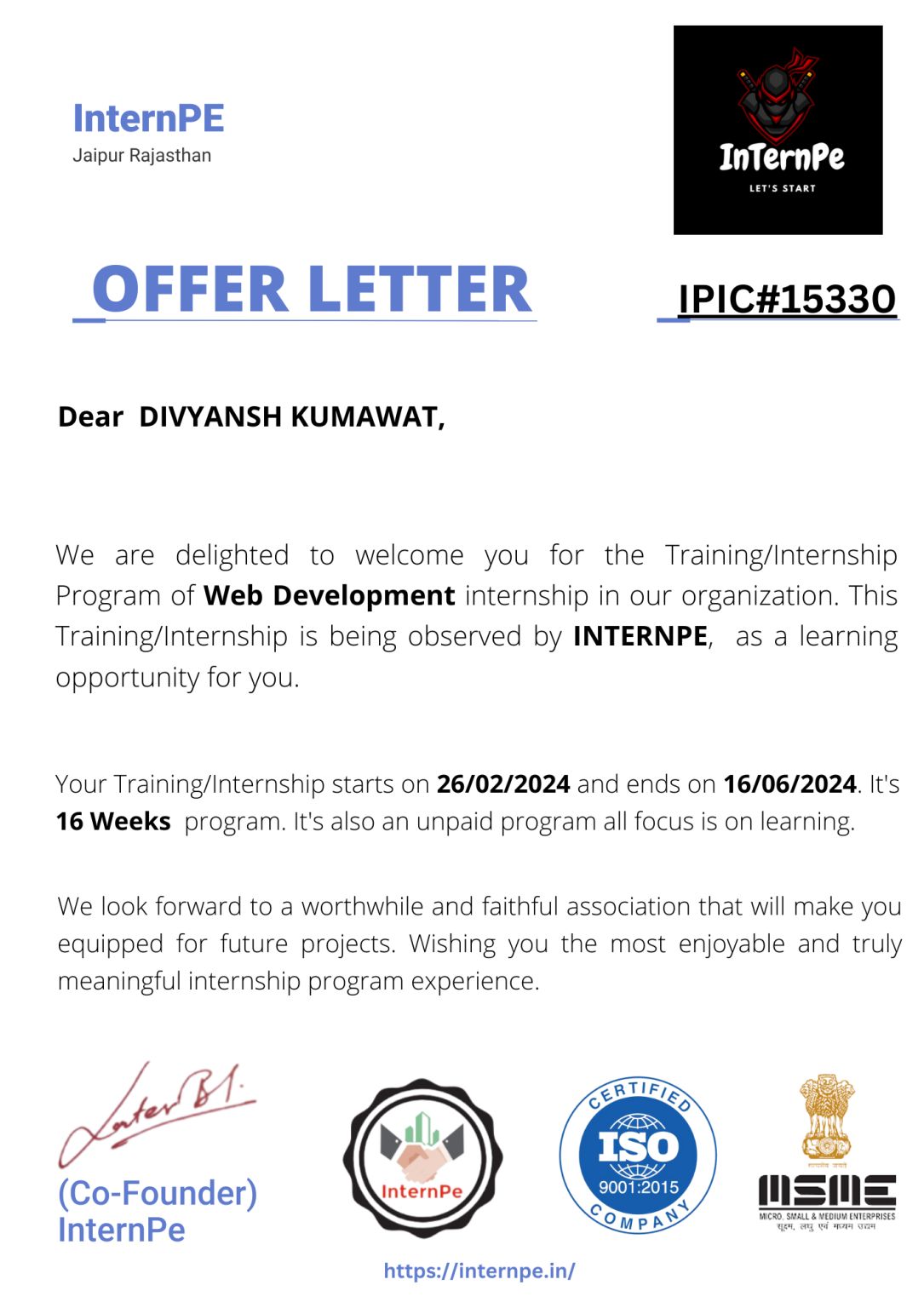 Divyansh Kumawat on LinkedIn: #webdevelopment #internship # ... Divyansh Kumawat on LinkedIn: #webdevelopment #internship # ...