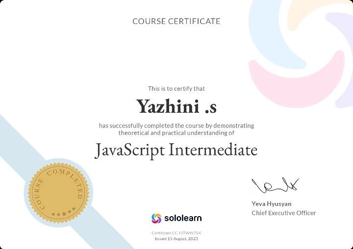 Yazhini S on LinkedIn: #javascript #intermediate #codingjourney #sololearn Yazhini S on LinkedIn: #javascript #intermediate #codingjourney #sololearn