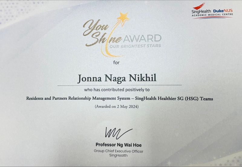 Naga Nikhil Jonna on LinkedIn: #healthiersg #rprm #synapxe #singhealth ... Naga Nikhil Jonna on LinkedIn: #healthiersg #rprm #synapxe #singhealth ...