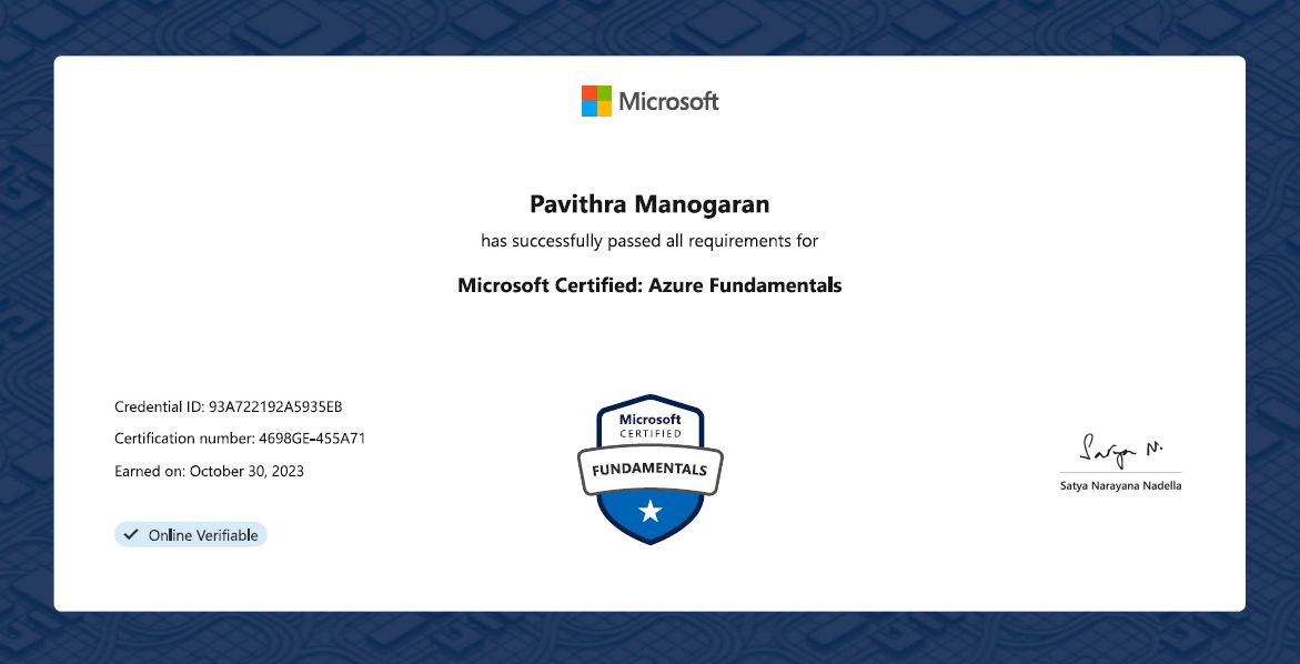 Pavithra Manogaran on LinkedIn: I have successfully completed the ... Pavithra Manogaran on LinkedIn: I have successfully completed the ...