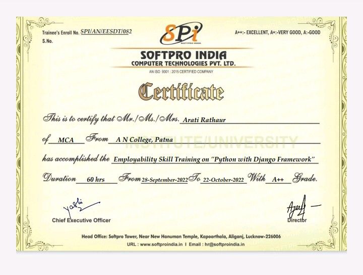 Arati Rathaur on LinkedIn: #softpro_india Arati Rathaur on LinkedIn: #softpro_india
