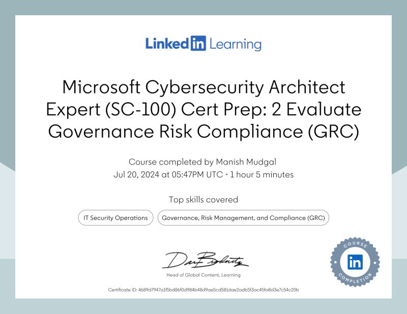 Manish M. on LinkedIn: Certificate of Completion Manish M. on LinkedIn: Certificate of Completion