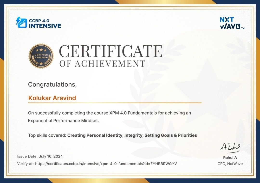 Aravind Kolukar on LinkedIn: #day51 #nxtwave #ccbp #100dayschallenge Aravind Kolukar on LinkedIn: #day51 #nxtwave #ccbp #100dayschallenge