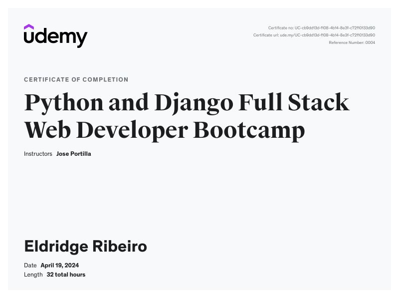 Eldridge Ribeiro on LinkedIn: #python #django #fullstackdevelopment # ... Eldridge Ribeiro on LinkedIn: #python #django #fullstackdevelopment # ...