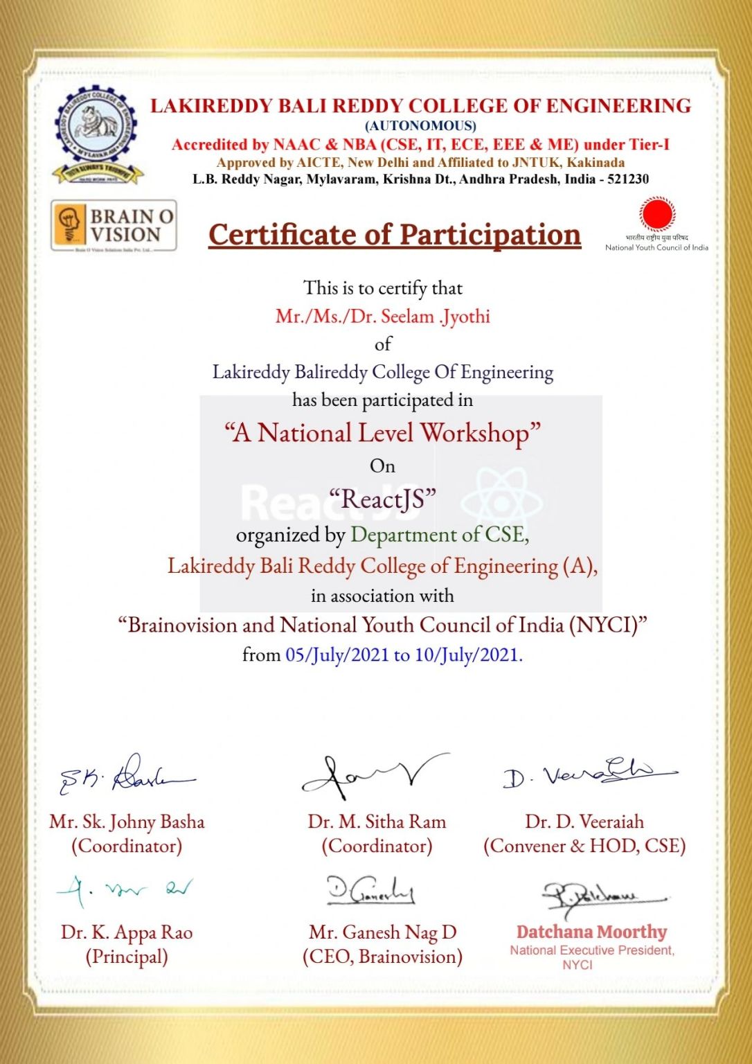 Jyothi Seelam on LinkedIn: #nationallevelworkshop #reactjs # ... Jyothi Seelam on LinkedIn: #nationallevelworkshop #reactjs # ...