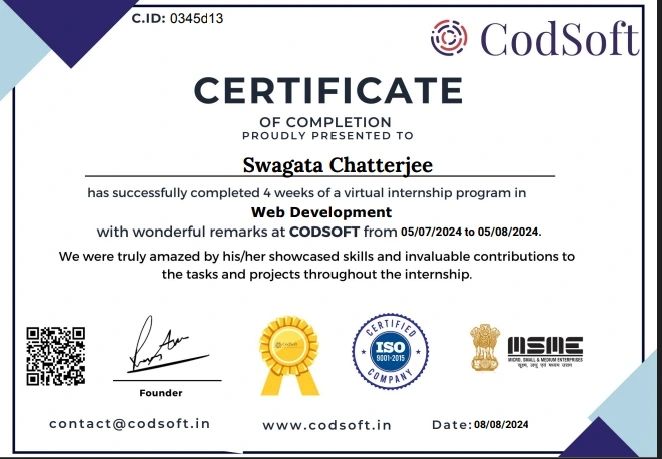 Swagata Chatterjee on LinkedIn: #codsoft #codsoft #cip #internship # ... Swagata Chatterjee on LinkedIn: #codsoft #codsoft #cip #internship # ...