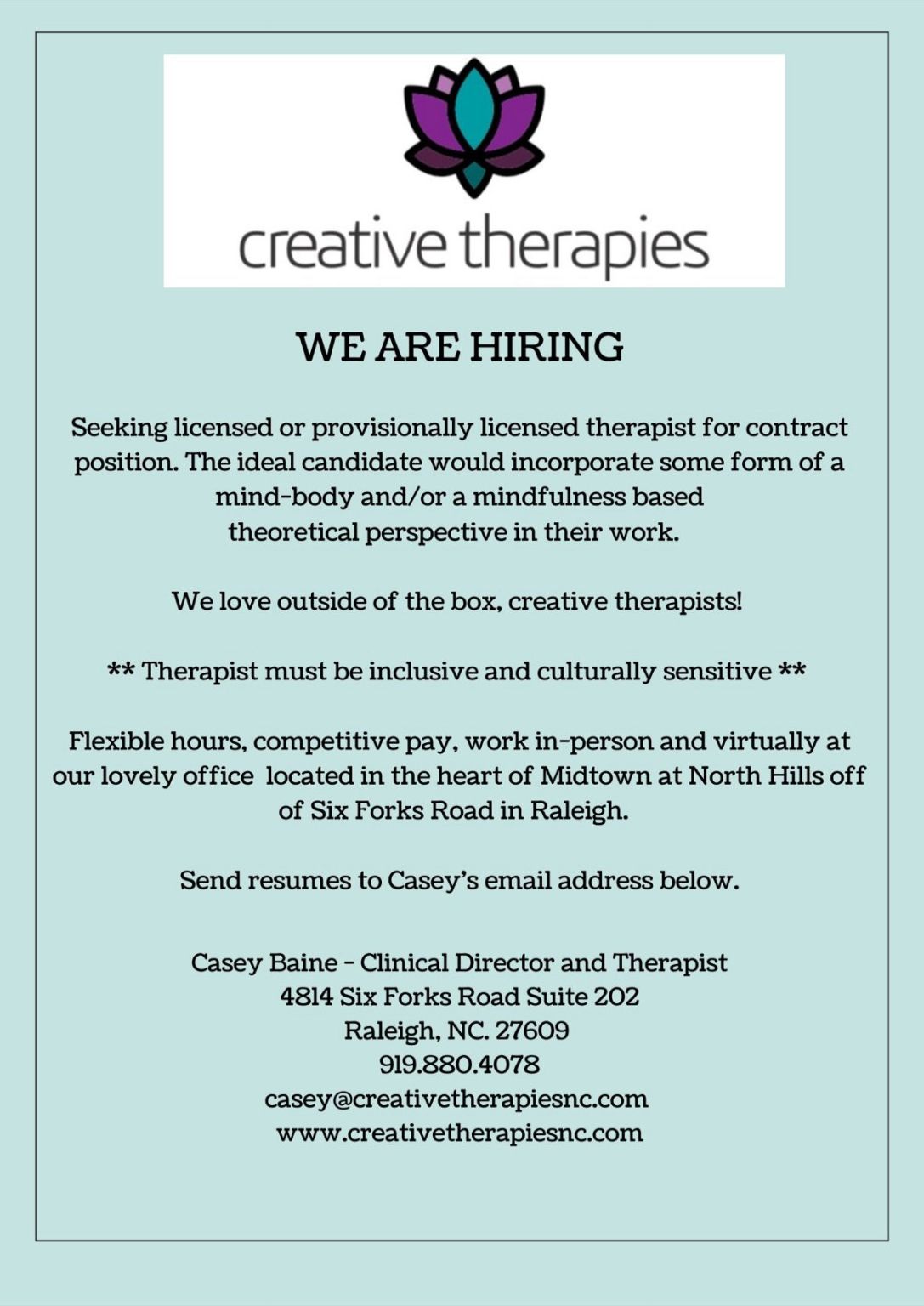 Casey Baine, MA, LCMHC-QS, LCAS, CSI on LinkedIn: Creative Therapies ... Casey Baine, MA, LCMHC-QS, LCAS, CSI on LinkedIn: Creative Therapies ...