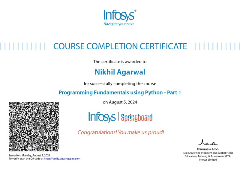 Nikhil Agarwal on LinkedIn: #python #programming #learning #certificate ... Nikhil Agarwal on LinkedIn: #python #programming #learning #certificate ...
