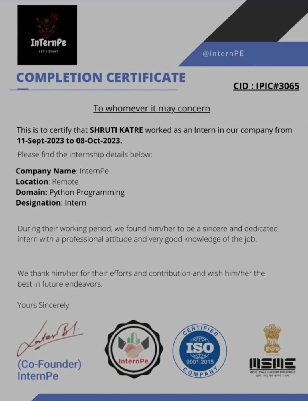 Shruti Katre on LinkedIn: I am happy to share certificate Shruti Katre on LinkedIn: I am happy to share certificate