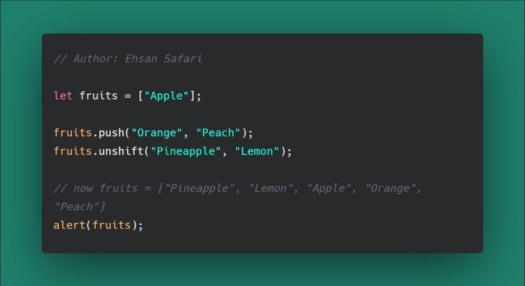 Ehsan Safari on LinkedIn: #javascript #array #unshift #push Ehsan Safari on LinkedIn: #javascript #array #unshift #push