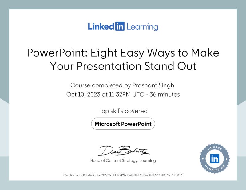 Prashant Singh on LinkedIn: Certificate of Completion Prashant Singh on LinkedIn: Certificate of Completion
