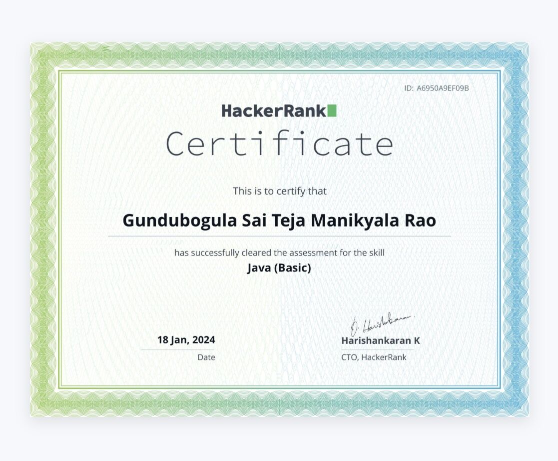 Gundubogula Sai Teja Manikyala Rao on LinkedIn: #java #python # ... Gundubogula Sai Teja Manikyala Rao on LinkedIn: #java #python # ...