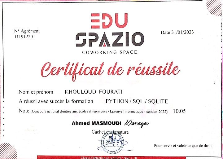 Khouloud Fourati on LinkedIn: #certificate #python #sql #sqlite #python ... Khouloud Fourati on LinkedIn: #certificate #python #sql #sqlite #python ...