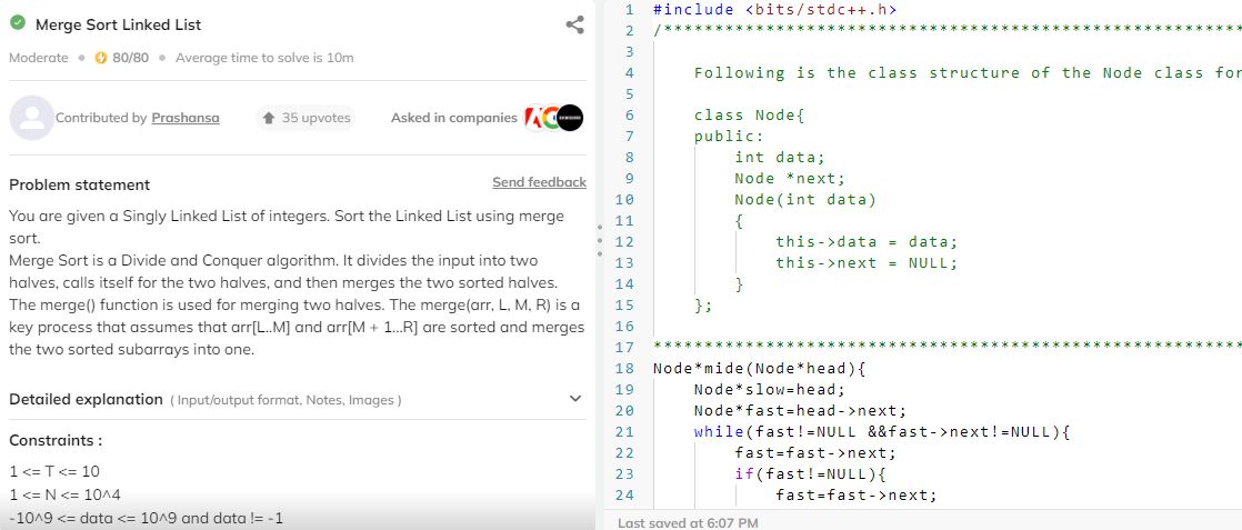 Saksham Gupta on LinkedIn: #187 merge sort in linked list Saksham Gupta on LinkedIn: #187 merge sort in linked list