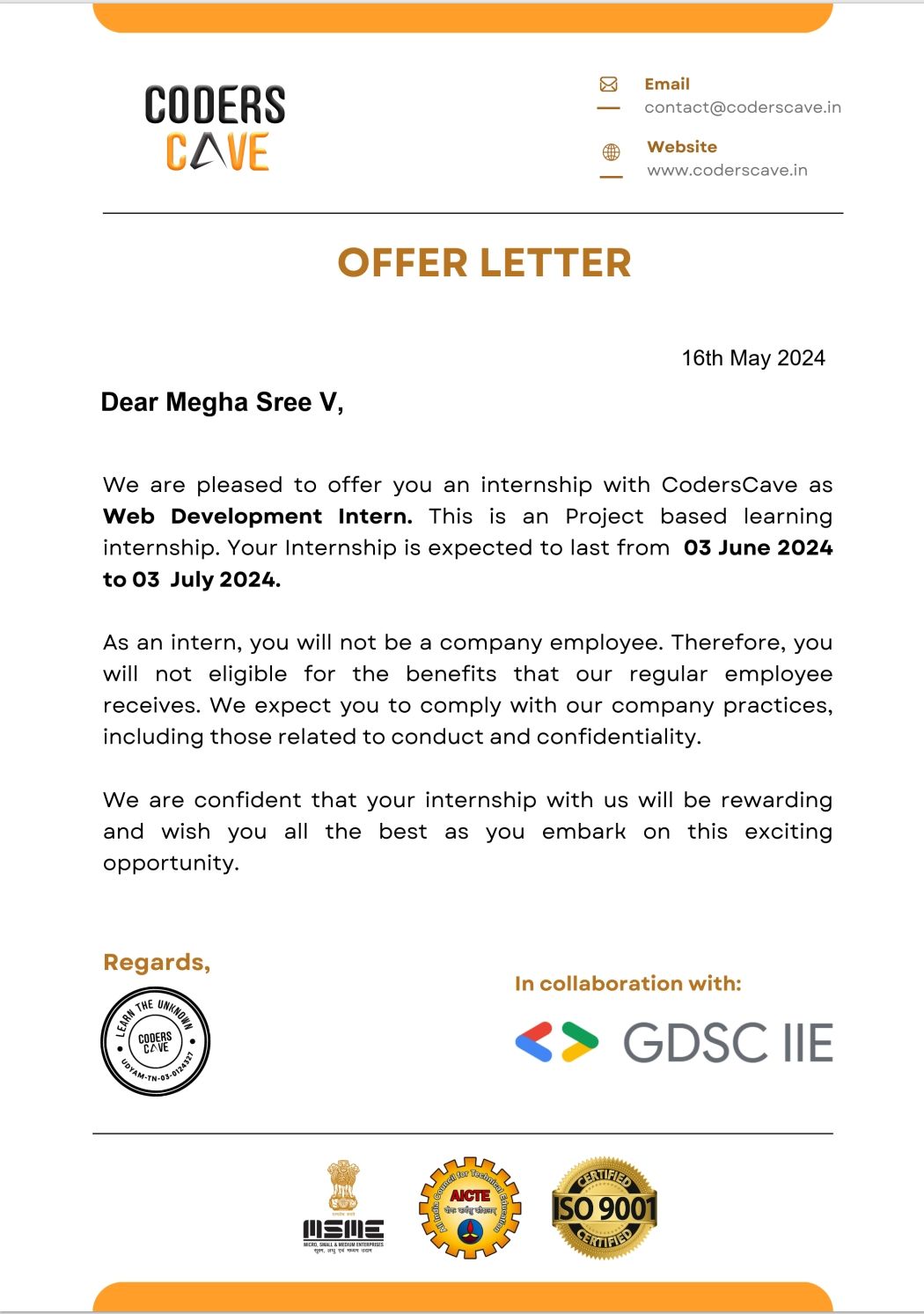 Megha Sree V on LinkedIn: #coderscave #webdevelopmentintern #internship ... Megha Sree V on LinkedIn: #coderscave #webdevelopmentintern #internship ...