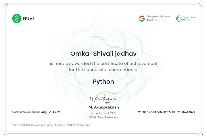 Omkar Jadhav on LinkedIn: #python #programming #guvi #ai Omkar Jadhav on LinkedIn: #python #programming #guvi #ai