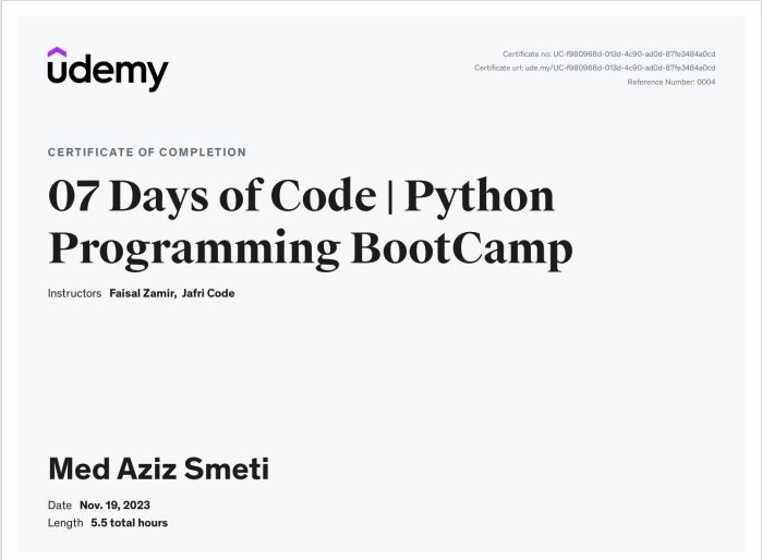 Mohamed Aziz Smeti on LinkedIn: #python #programming #certification # ... Mohamed Aziz Smeti on LinkedIn: #python #programming #certification # ...