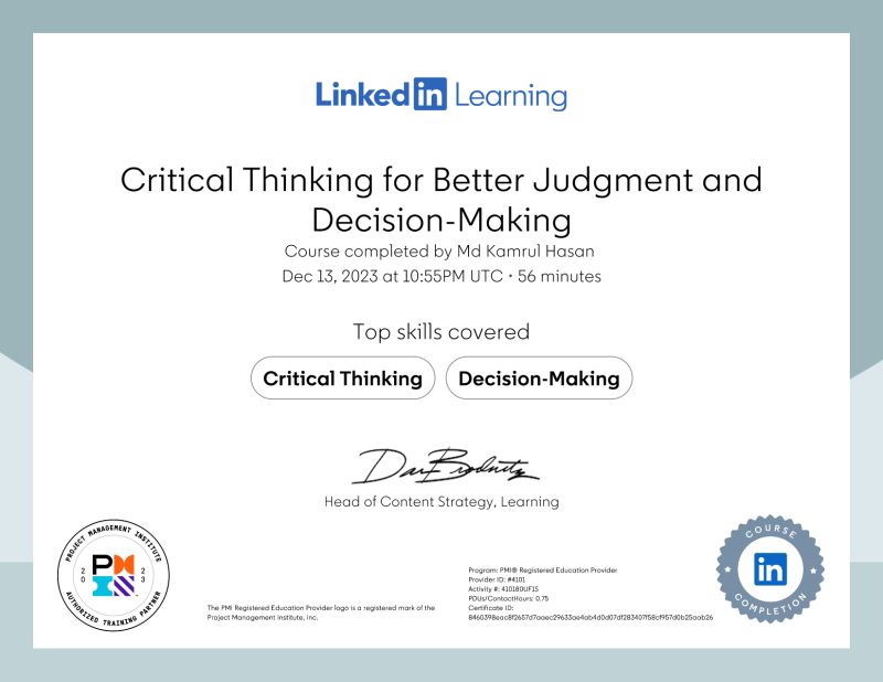 Md Kamrul Hasan on LinkedIn: Certificate of Completion Md Kamrul Hasan on LinkedIn: Certificate of Completion